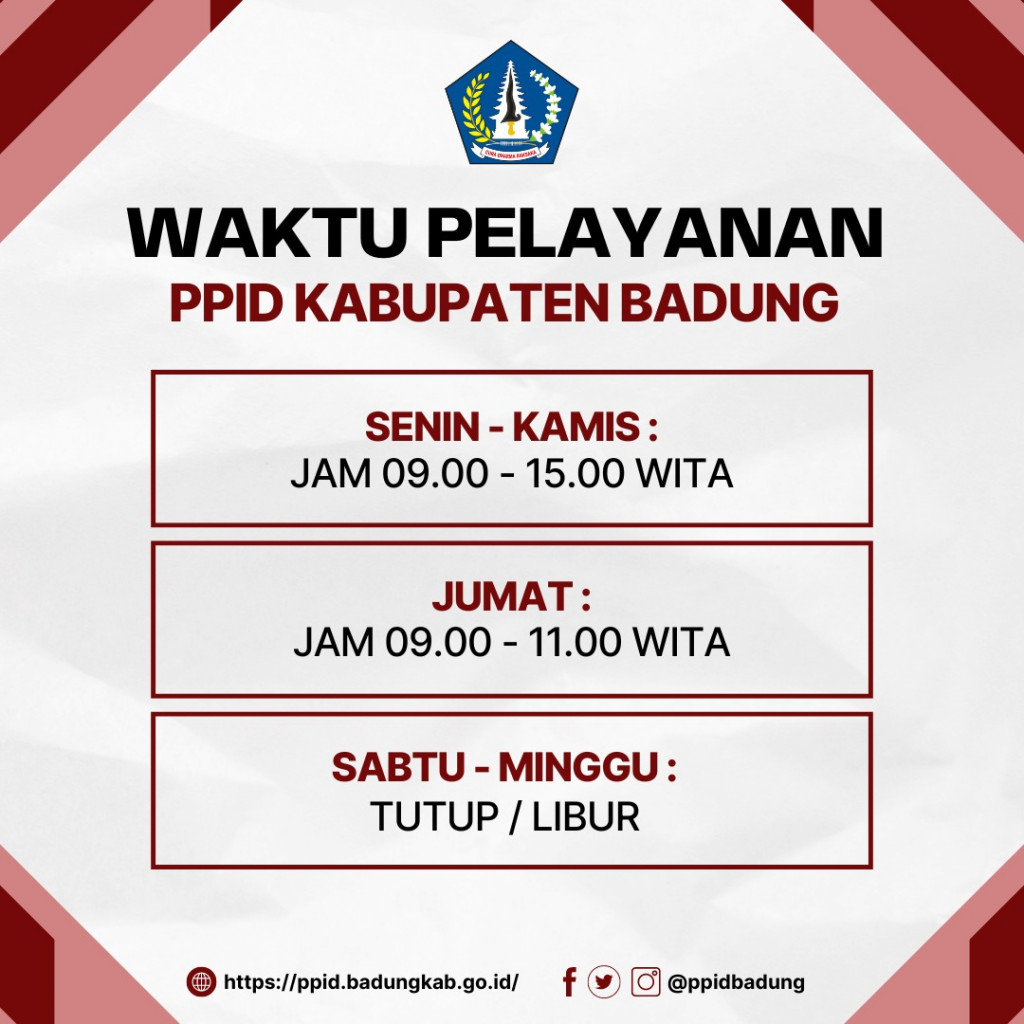 Jadwal Pelayanan PPID | Diskominfo Badung